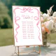 Elegant Pink Bow Table Number Cards Seating Chart | Zazzle