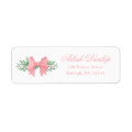 Elegant Pink Bow with Greenery Return Address Label | Zazzle