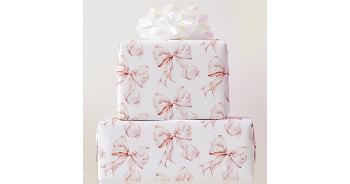 Elegant Pink Bow Wrapping Paper | Zazzle