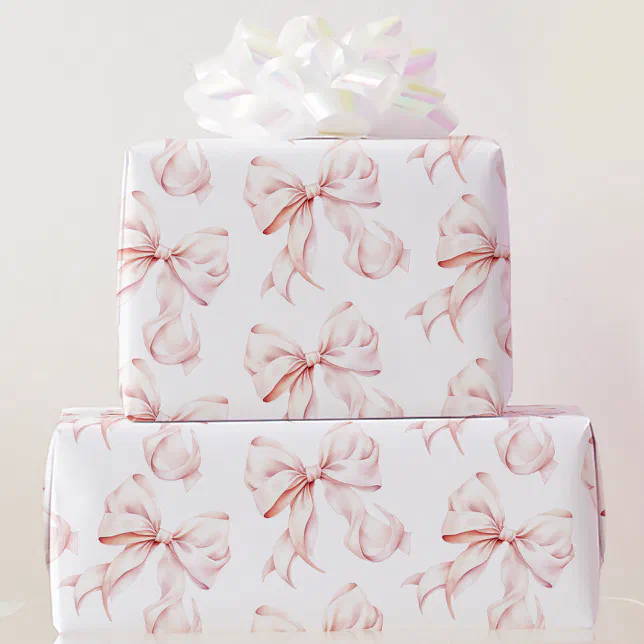 Elegant Pink Bow Wrapping Paper | Zazzle