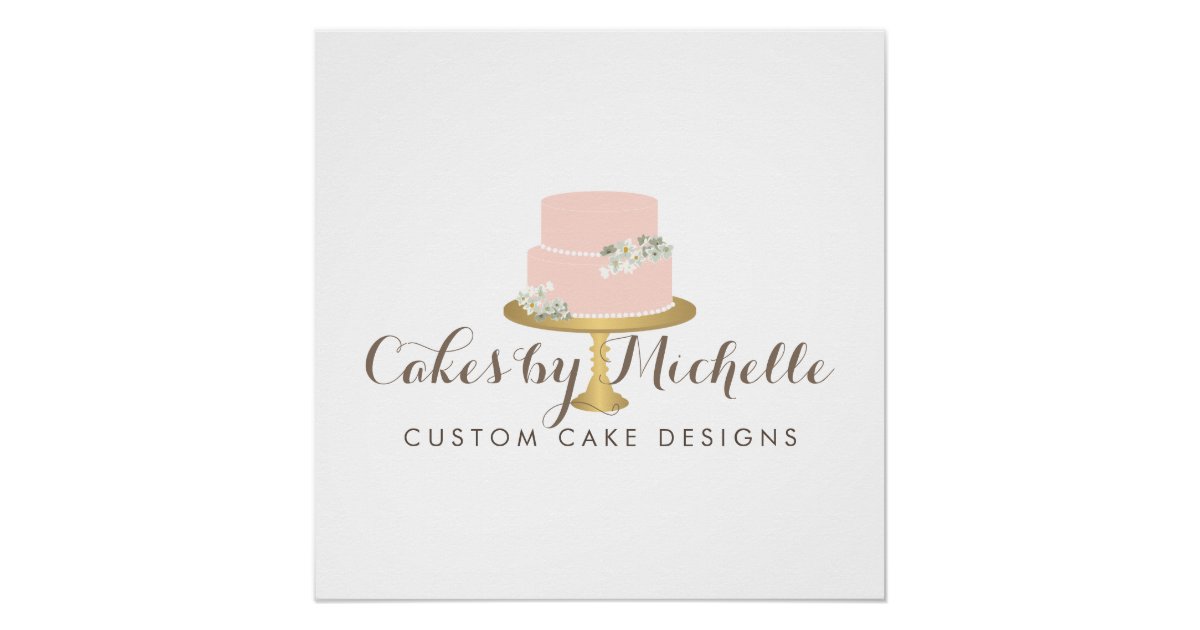 Elegant Pink Cake Bakery Poster | Zazzle