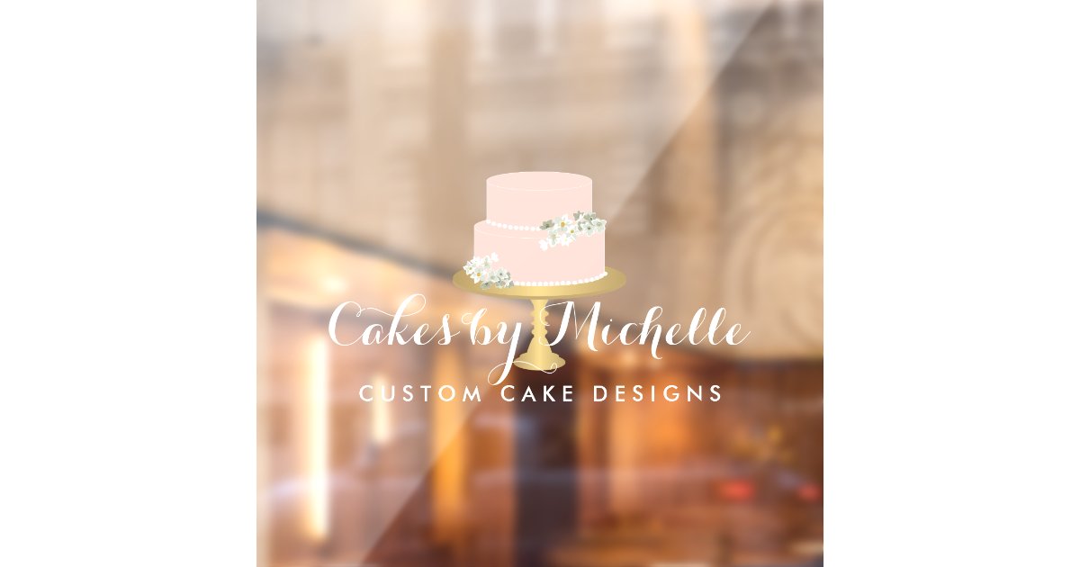 Elegant Pink Cake Bakery Transparent Window Cling | Zazzle