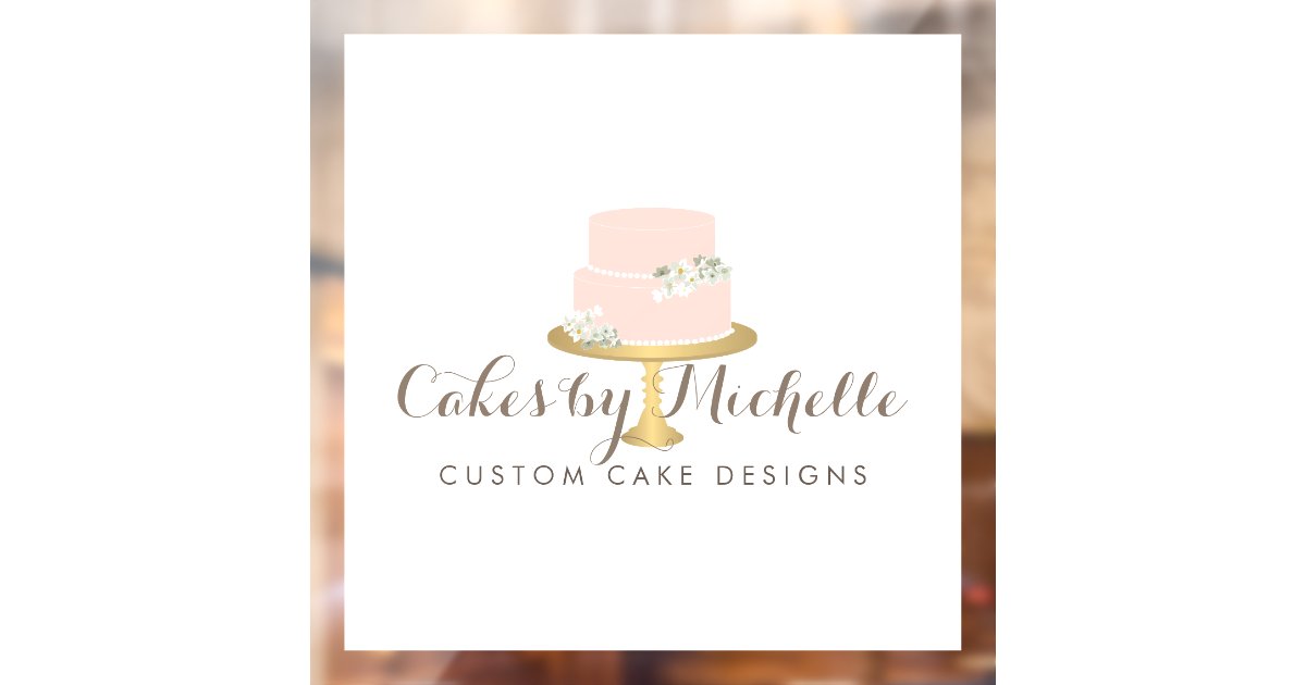 Elegant Pink Cake Bakery Window Cling | Zazzle
