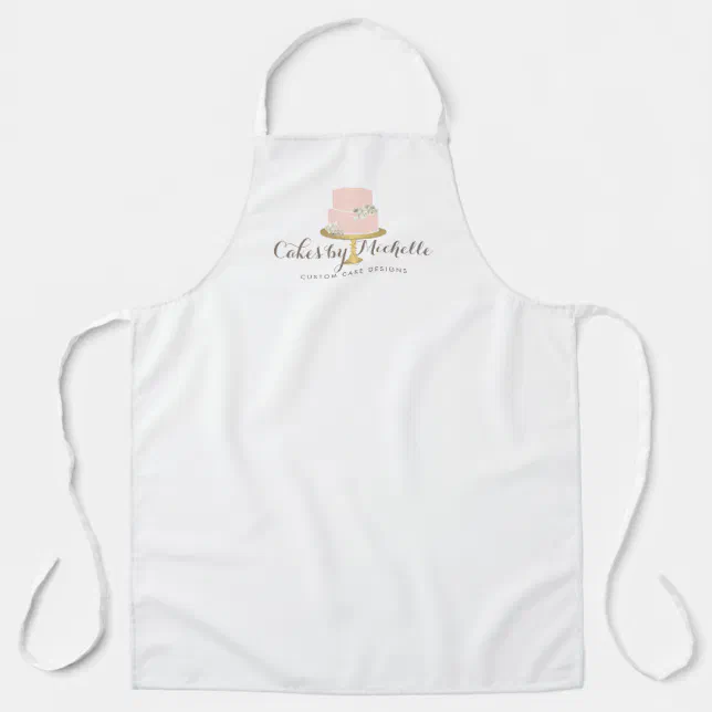 Elegant Pink Cake with Florals Apron | Zazzle