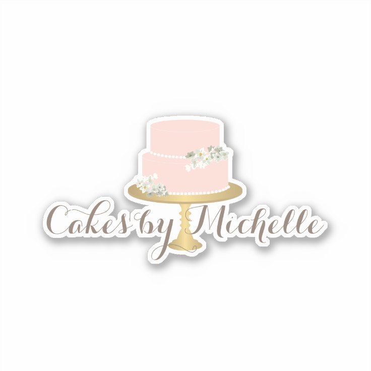 Elegant Pink Cake with Florals Sticker | Zazzle