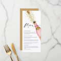 Elegant Pink Champagne Theme Menu Card | Zazzle