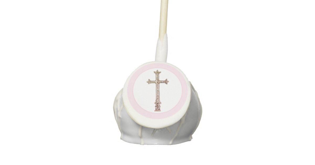 Elegant Pink Cross Cake Pops | Zazzle