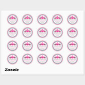 Elegant Pink Cupcake Cake Pops Scalloped Banner Classic Round Sticker ...