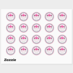 Elegant Pink Cupcake Cake Pops Scalloped Banner Classic Round Sticker ...