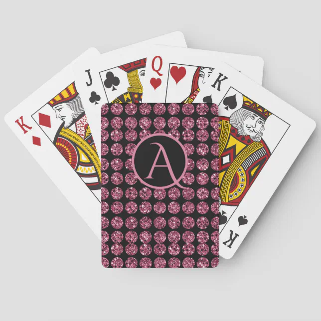 Elegant Pink Diamond Gems Sparkle Flashy Initial Poker Cards | Zazzle
