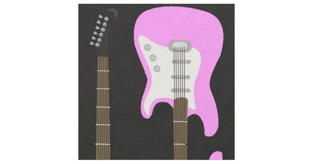 Elegant Pink Electric Guitar Print Fabric | Zazzle