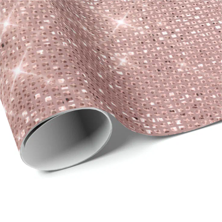 Elegant Pink Faux Rose Gold Glitter Wrapping Paper | Zazzle