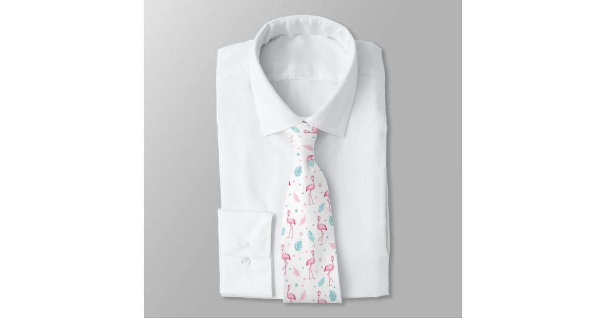 Elegant Pink Flamingo Exotic Pattern Neck Tie | Zazzle