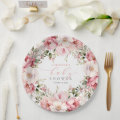 Elegant Pink Floral Baby In Bloom Girl Baby Shower Paper Plates | Zazzle