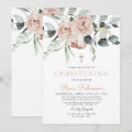 Elegant Pink Floral Christening Baptism Invitation | Zazzle
