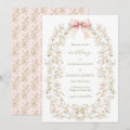 Elegant Pink Floral Girly Coquette Bow Wedding Invitation | Zazzle