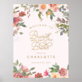 Elegant Pink Floral Gold Bridal Shower Brunch Sign | Zazzle