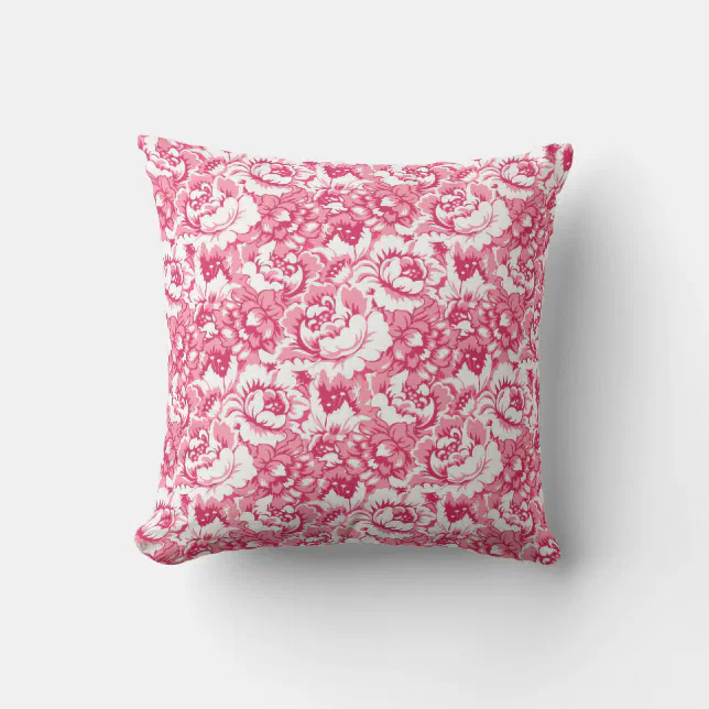Elegant Pink Floral Pattern Girly Chic Throw Pillow | Zazzle