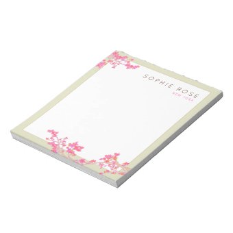 Elegant Pink Floral Personalized Notepad | Zazzle