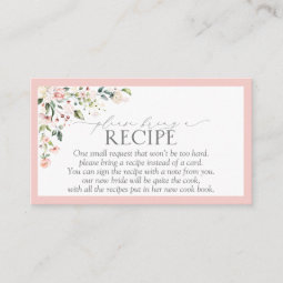 Elegant Pink Floral Please Bring A Recipe Enclosure Card | Zazzle