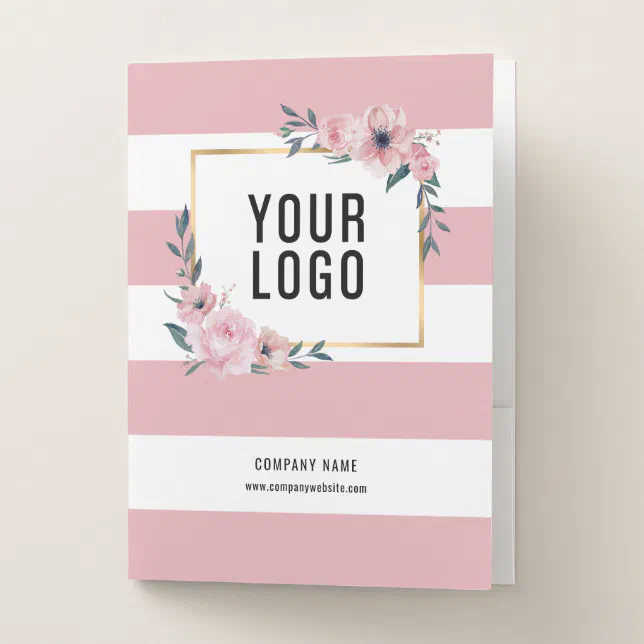 Elegant Pink Floral Professional Business Pocket Folder | Zazzle