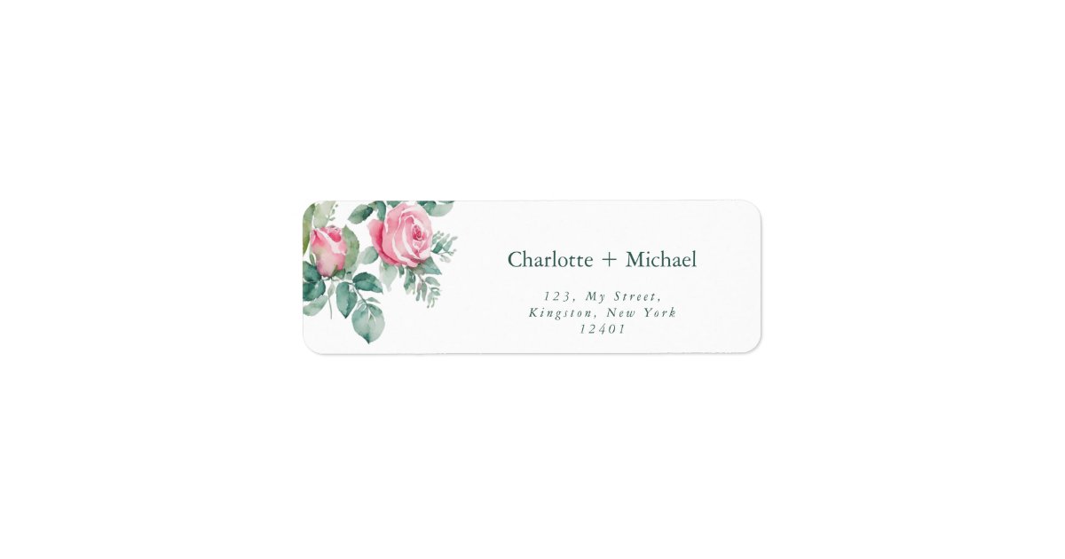 Elegant Pink Floral Roses Label | Zazzle