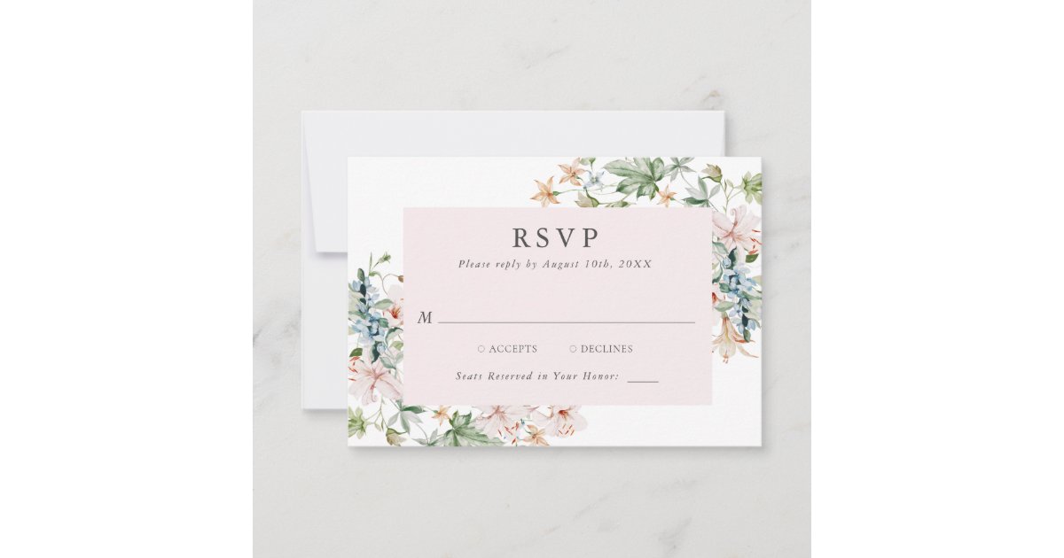 Elegant Pink Floral RSVP Card | Zazzle
