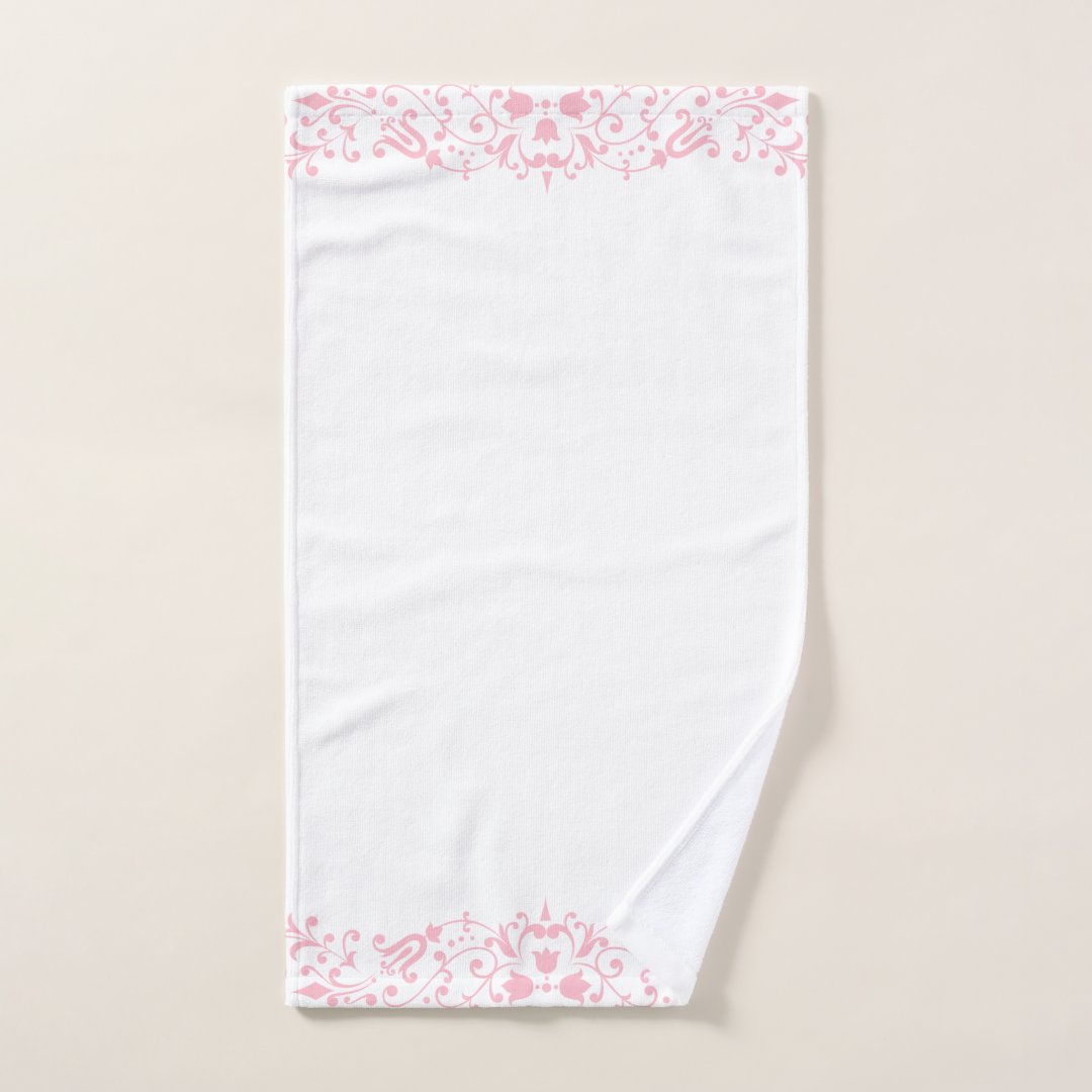 Elegant Pink Floral Swirls Lace Bath Towel Set | Zazzle