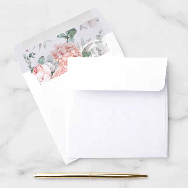 Elegant pink floral watercolor Envelope Liner | Zazzle