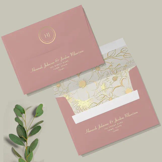 Elegant Pink Floral Wedding Envelope | Zazzle