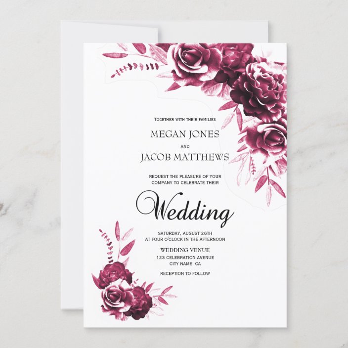 Elegant Pink Floral Wedding Invitation | Zazzle.com