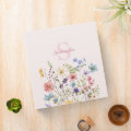 Elegant Pink Floral Wildflower Personalized 3 Ring Binder | Zazzle