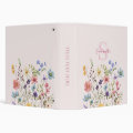Elegant Pink Floral Wildflower Personalized 3 Ring Binder | Zazzle