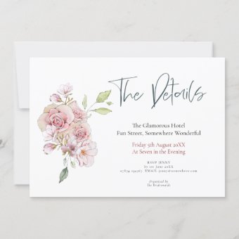 Elegant Pink Florals Frame Glam Hen Party Invitation | Zazzle