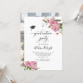Elegant Pink Flowers Graduation Party Invitation | Zazzle