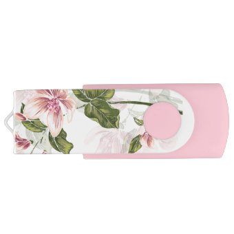 Elegant Pink Girly Floral Personalized Flash Drive | Zazzle