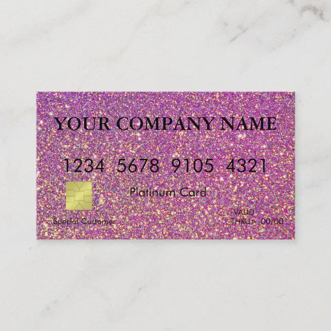 Elegant Pink Glitter Credit Card | Zazzle