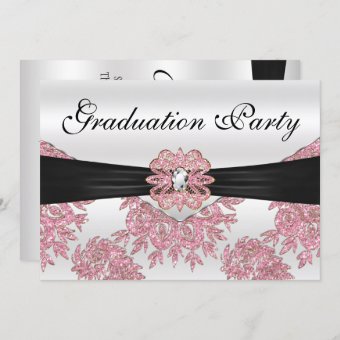 Elegant Pink Glitter Graduation Party Invitation | Zazzle