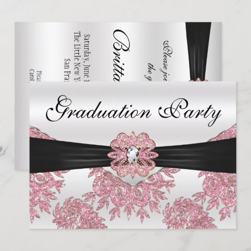 Elegant Pink Glitter Graduation Party Invitation | Zazzle