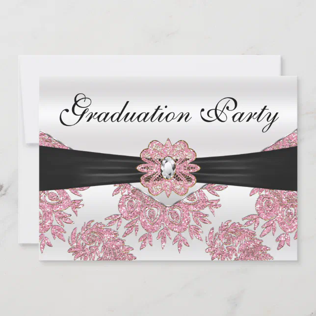 Elegant Pink Glitter Graduation Party Invitation | Zazzle