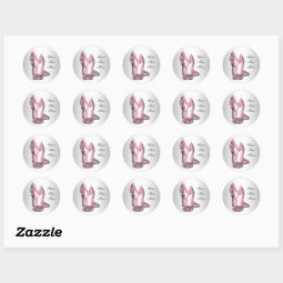 Elegant Pink Glitter High Heel Shoe Classic Round Sticker | Zazzle