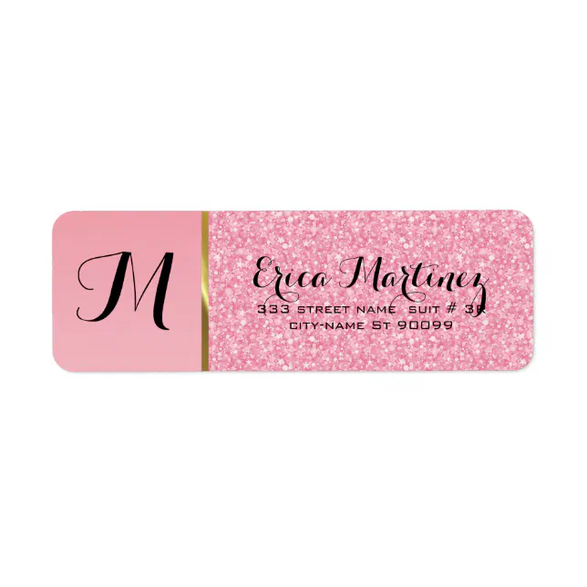 Elegant Pink Glitter Pattern Label | Zazzle