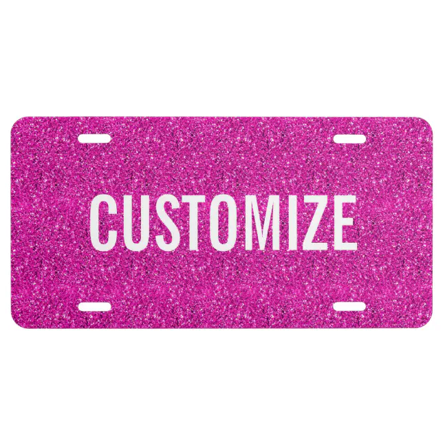Elegant Pink Glitter Pattern License Plate | Zazzle