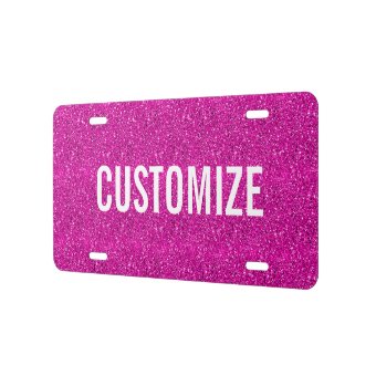 Elegant Pink Glitter Pattern License Plate | Zazzle