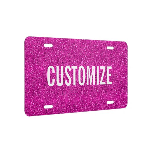 Elegant Pink Glitter Pattern License Plate | Zazzle