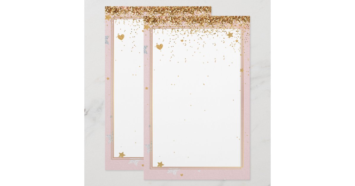Elegant pink glitter stationery | Zazzle