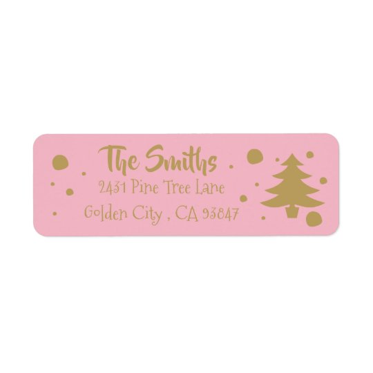 Elegant pink & gold Christmas tree labels | Zazzle.com