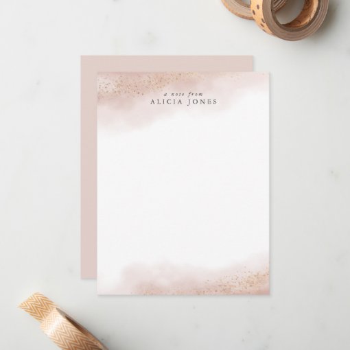 Elegant Pink Gold Cloud Personalized Note Card | Zazzle