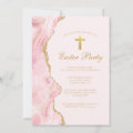 Elegant Pink Gold Easter Party Invitation | Zazzle