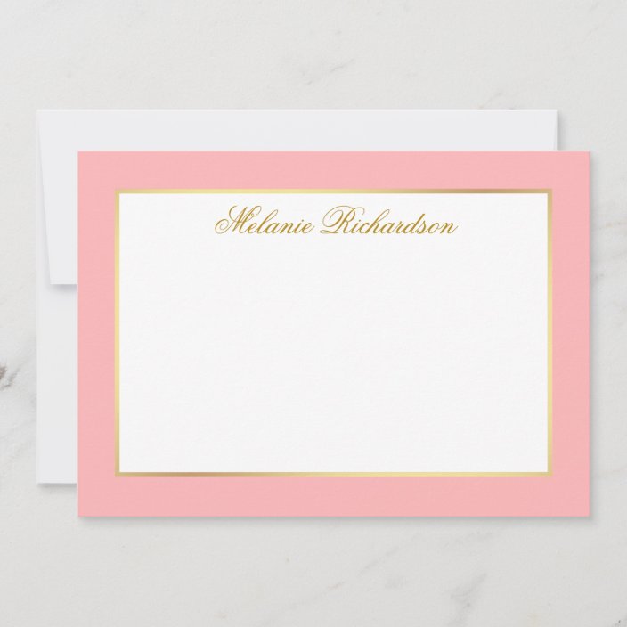 Elegant Pink Gold Frame - Choose Size - Note Card | Zazzle.com